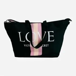 Victoria's Secret | Bags | Victorias Secret Love Tote Canvas Striped ...